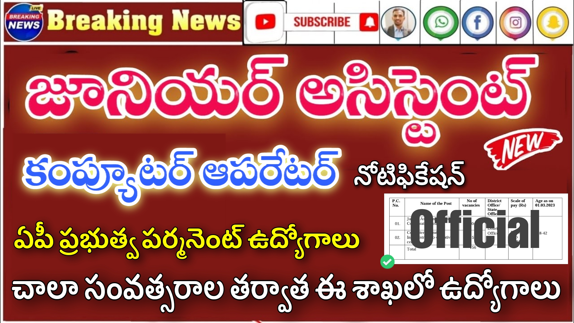 AP Telugu Academy Notification 2023 | Junior Assistant & Computer ...
